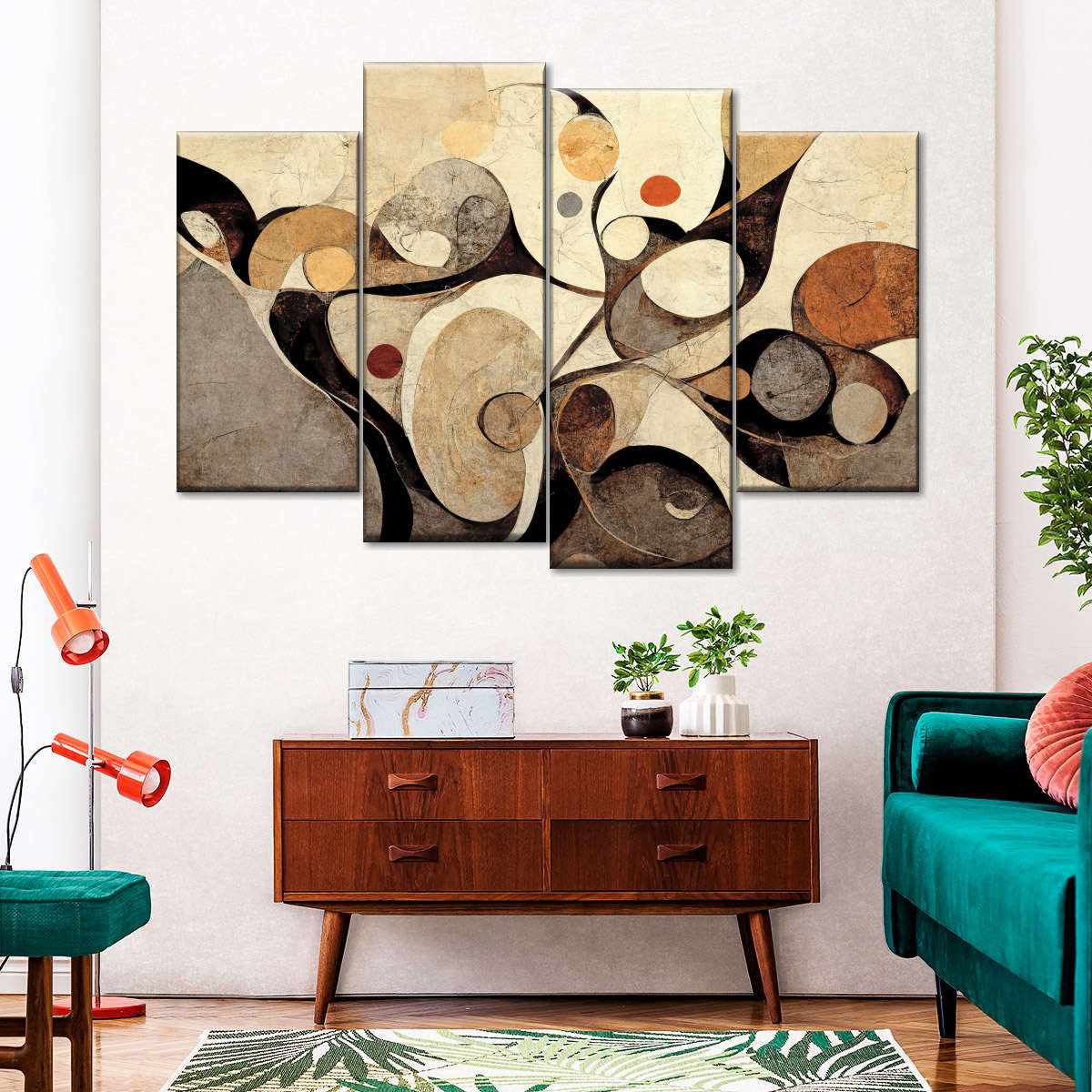 Wrought Studio™ Abstract Earth Tone Swirls On Canvas 4 Pieces Set | Wayfair